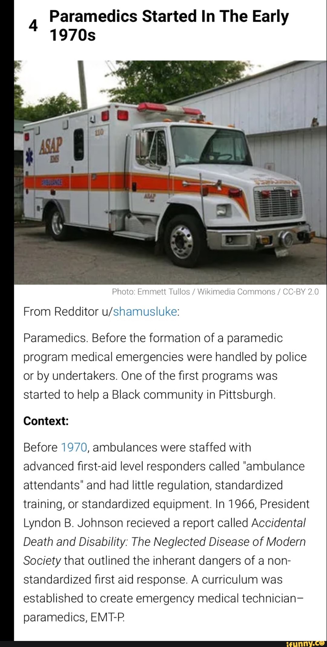 Paramedics Started In The Early 1970s Photo: Emmett Tullos / Wikimedia ...