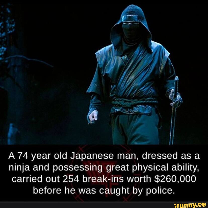 74 year old Japanese man, dressed as a ninja and possessing great ...