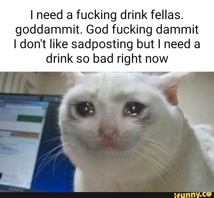 Need a fucking drink fellas. goddammit. God fucking dammit I don't like ...