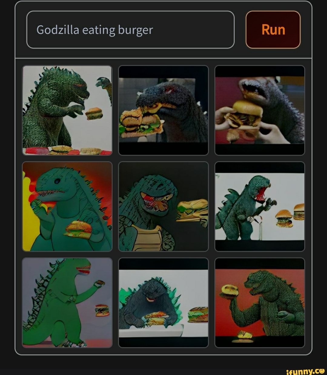 Godzilla eating burger - iFunny