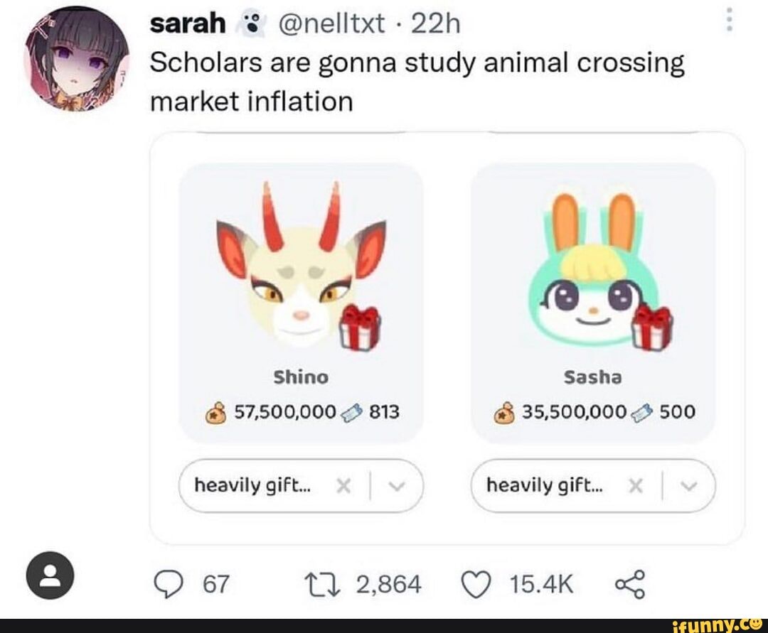 Sarah @nelltxt - Scholars are gonna study animal crossing market ...