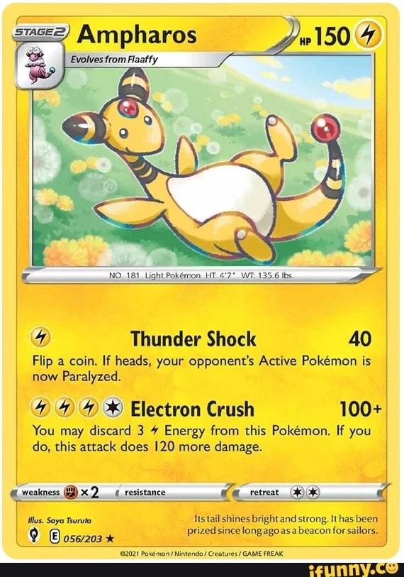 II Ampharos Evolves from Evolves from Flaaffy NO. 181, Light Pokemon ...