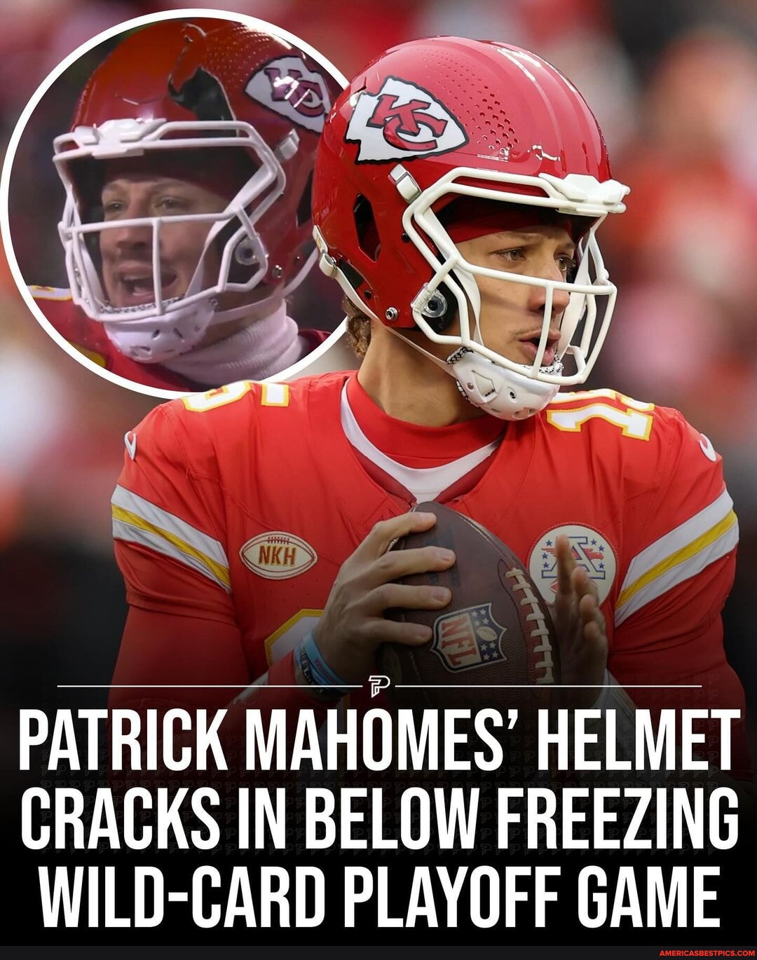 Swipe Patrick Mahomes helmet cracked wide open in a rare incident ...