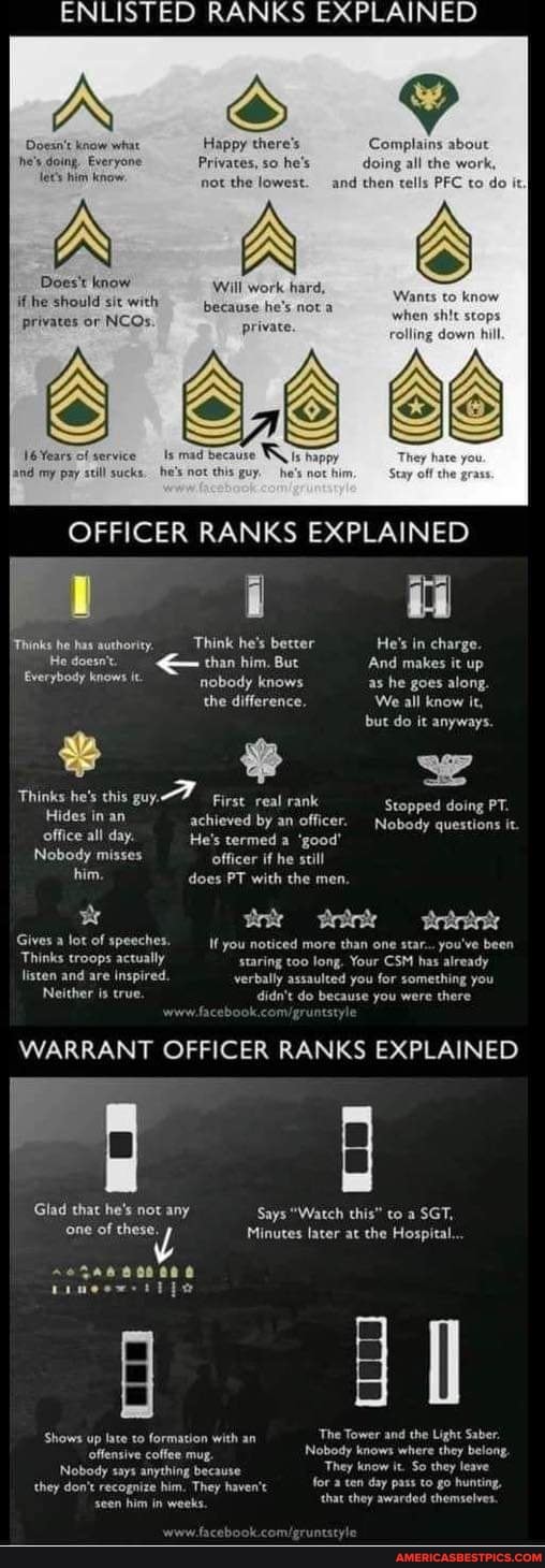 ENLISTED RANKS EXPLAINED not the lowest. and then tells PFC to do it ...