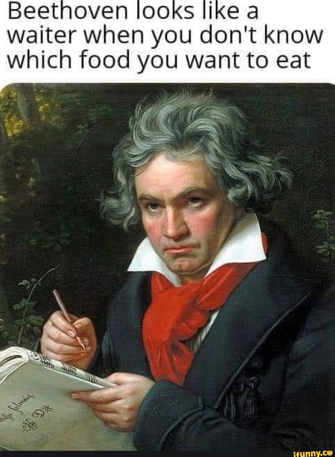 Beethoven looks like a waiter when you don't know which food you want ...