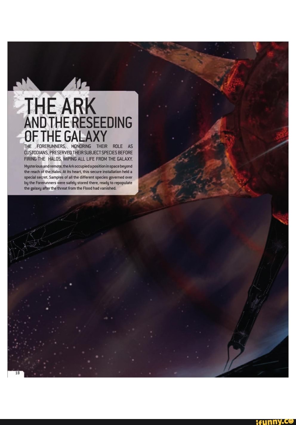THE ARK AND THE RESEEDING OF THE GALAXY THE FORERUNNERS, HONORING THEIR ...