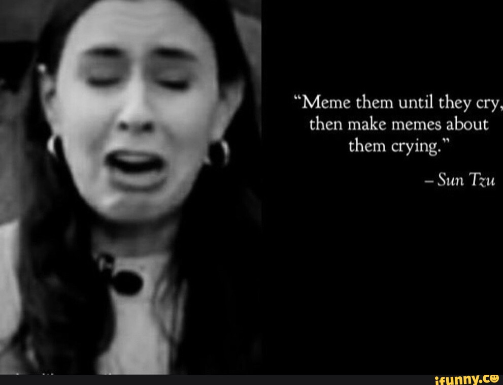 "Meme them until they cry, then make memes about them crying." Sun Tzu ...