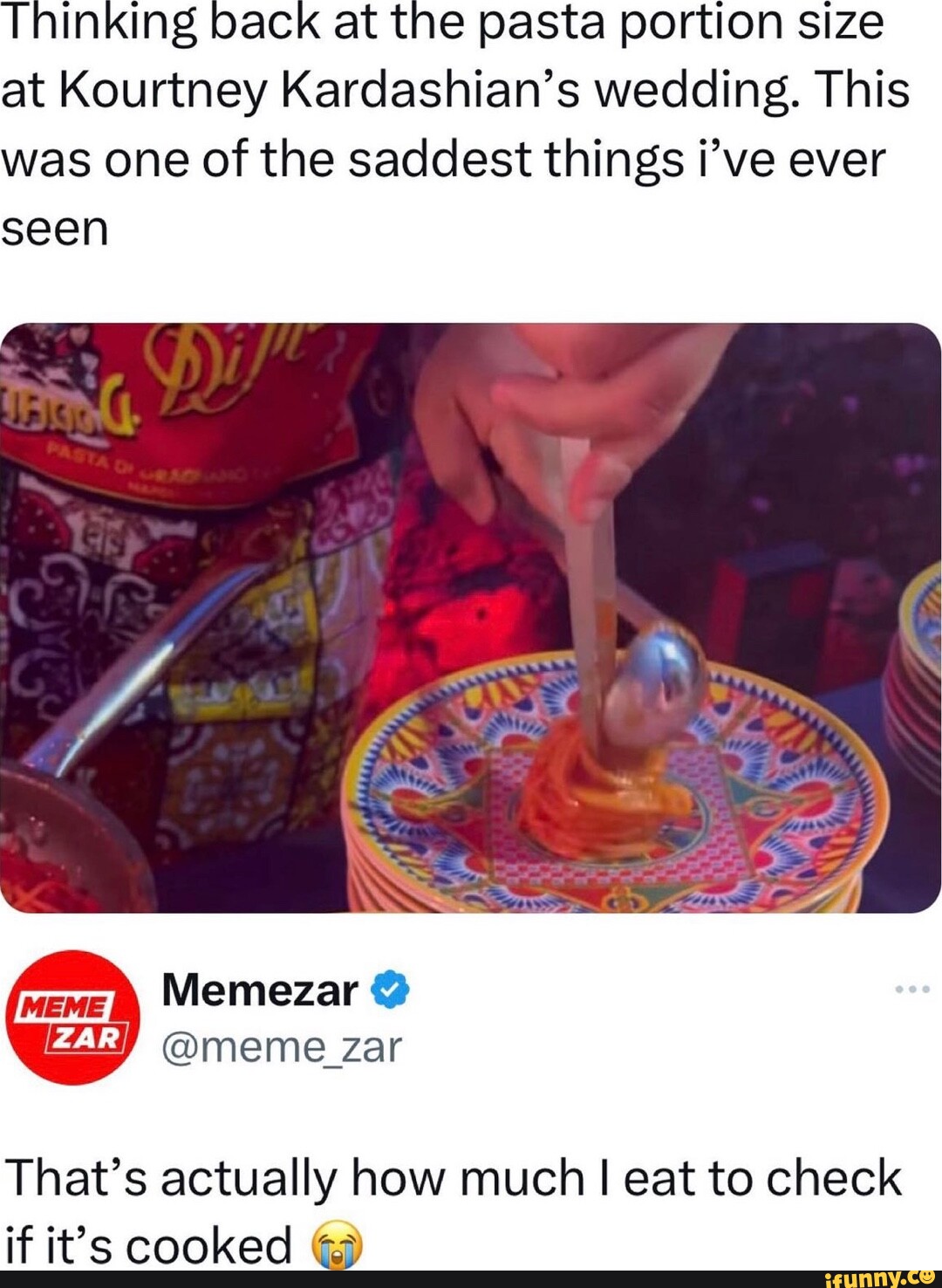 Thinking back at the pasta portion size at Kourtney Kardashian's ...