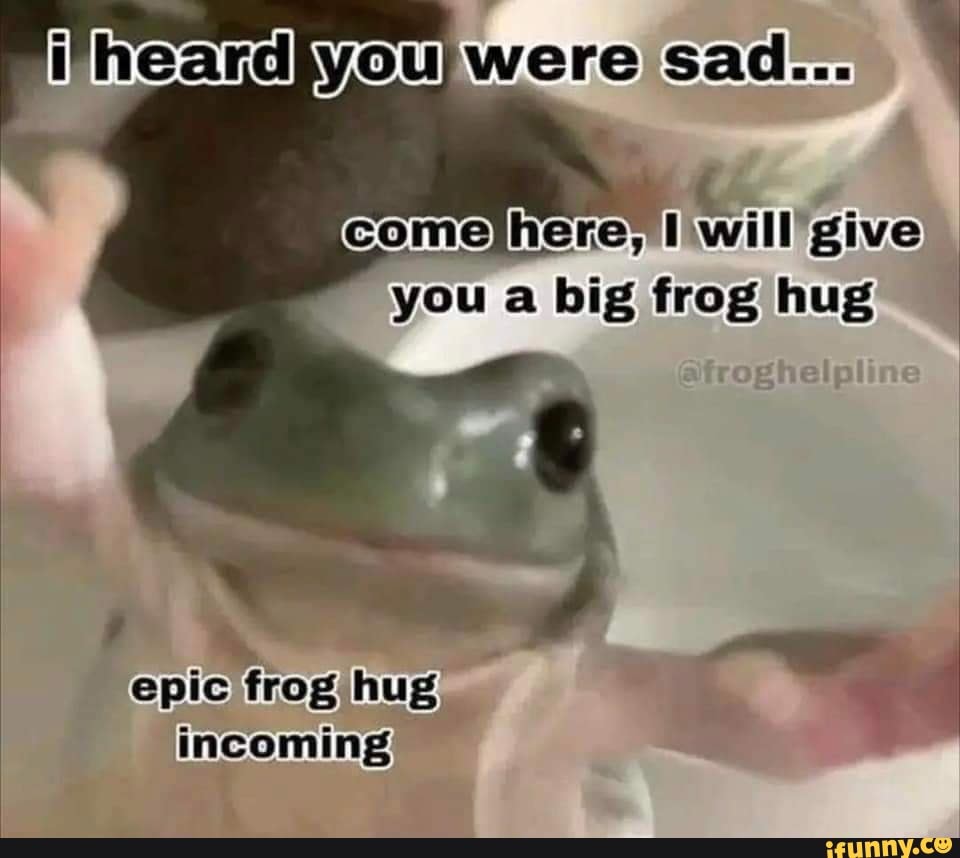 Come will give you a big frog hug epic frog hug incoming - iFunny