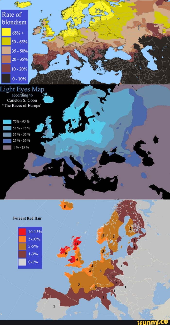 Rate of blondism 65% + - 65% 35 ight Eyes Map "The Rases of Ewops ...