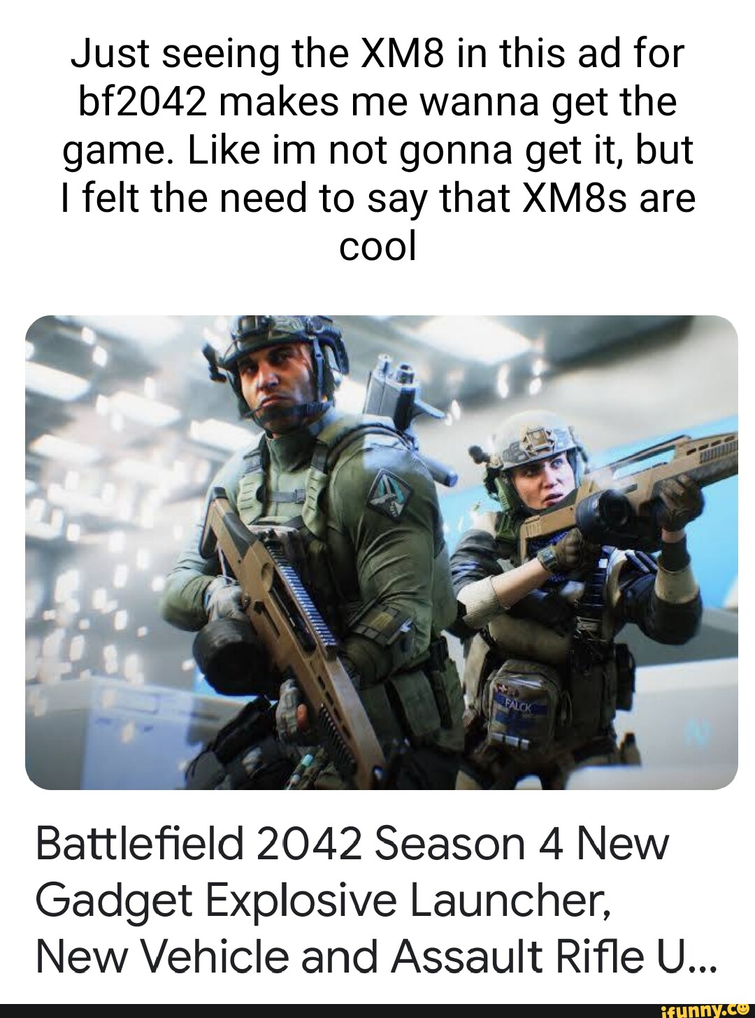 Just seeing the in this ad for bf2042 makes me wanna get the game. Like ...