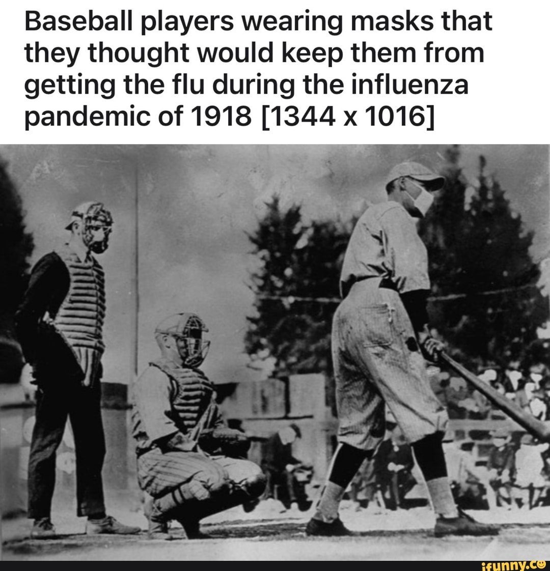 Baseball players wearing masks that they thought would keep them from ...