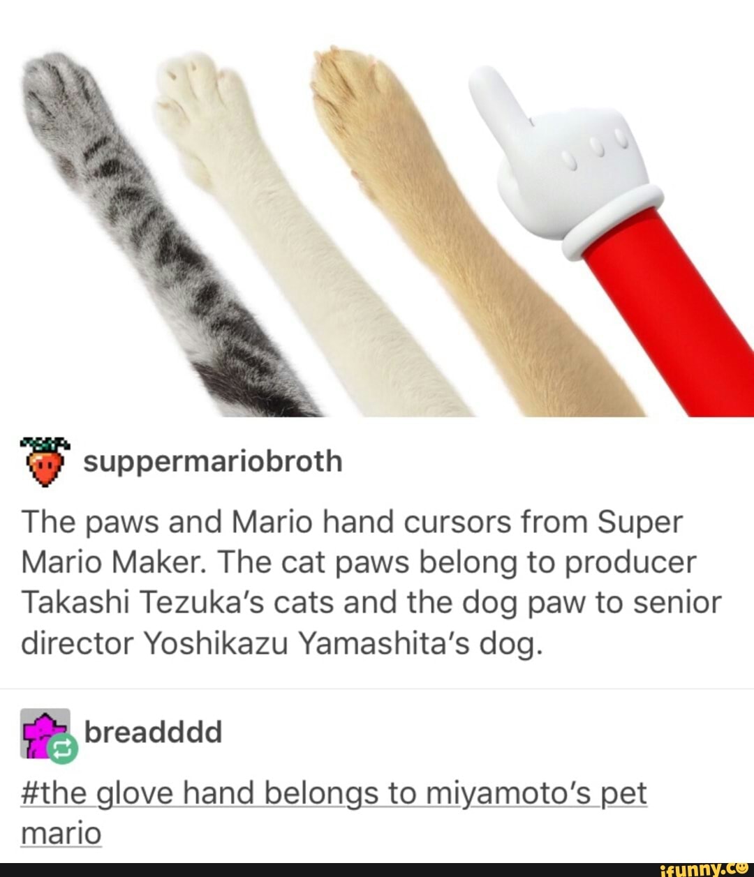 & suppermaríobroth The paws and Mario hand cursors from Super Mario ...