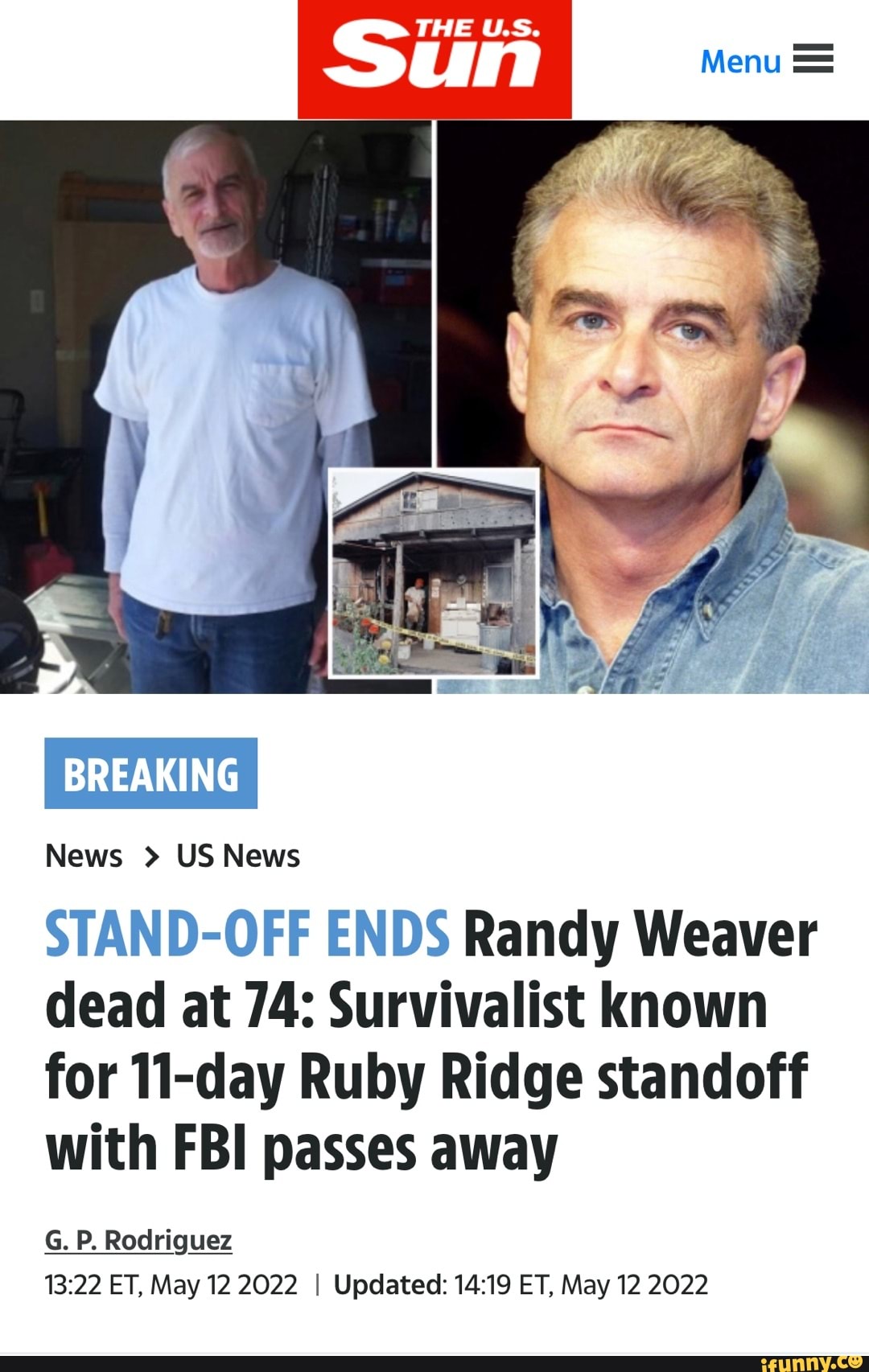 THE U.S. Menu BREAKING News > US News STAND-OFF ENDS Randy Weaver dead ...