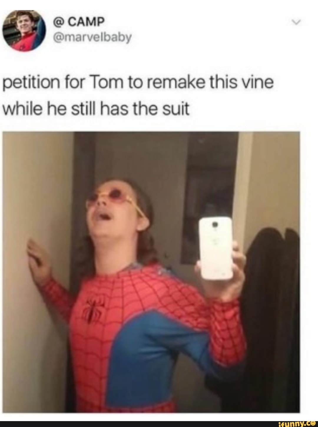 Petition for Tom to remake this vine while he still has the suit - iFunny