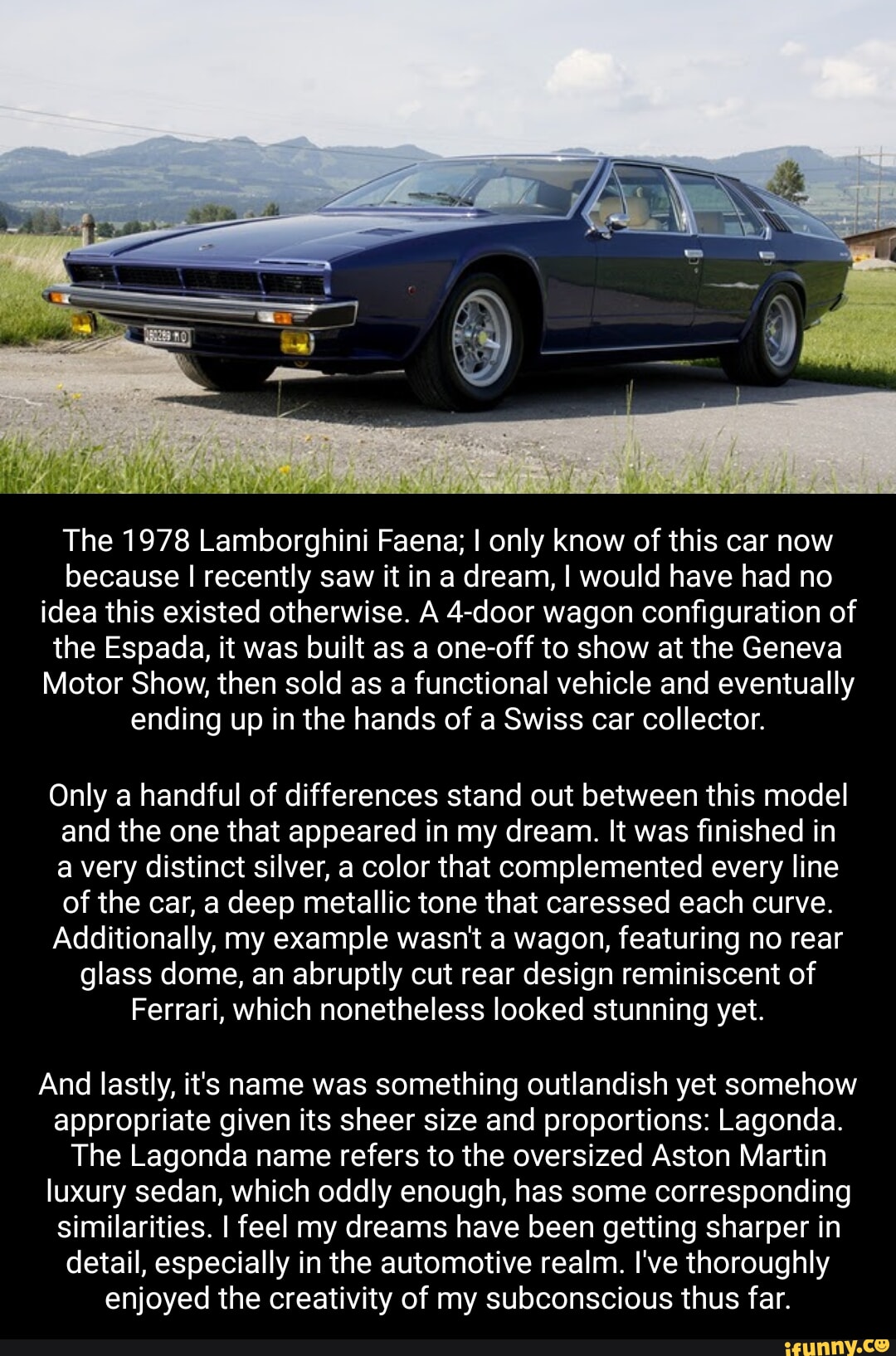 The 1978 Lamborghini Faena; I only know of this car now because I ...
