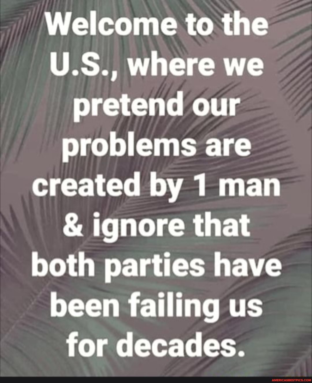 Welcome to the US., where we pretend our problems are created by 1 man ...