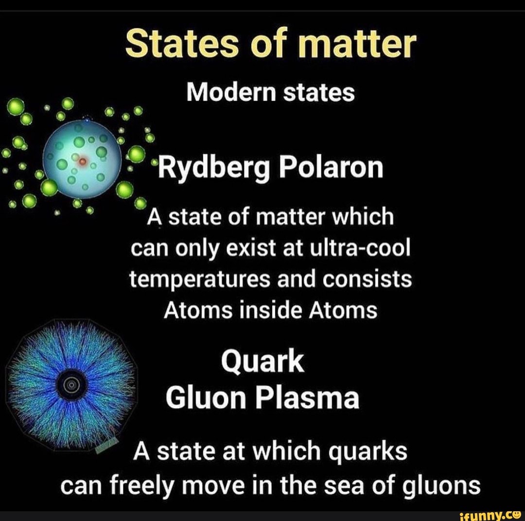 States of matter Modern states Rydberg Polaron state of matter which ...