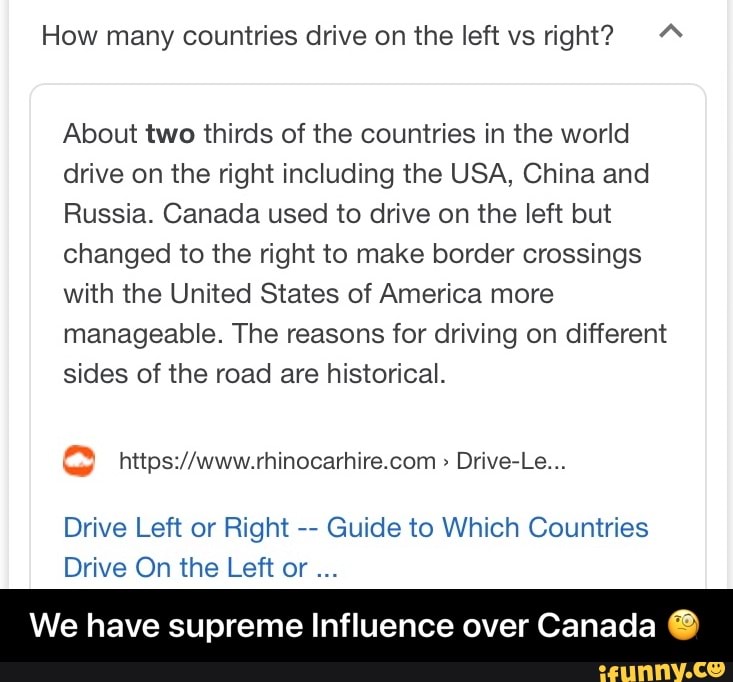 How many countries drive on the left vs right? A About two thirds of ...