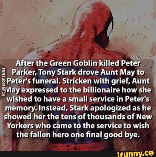 After ie Green Goolin "Wed Peter Parker, Tony Stark drove Aunt May to ...
