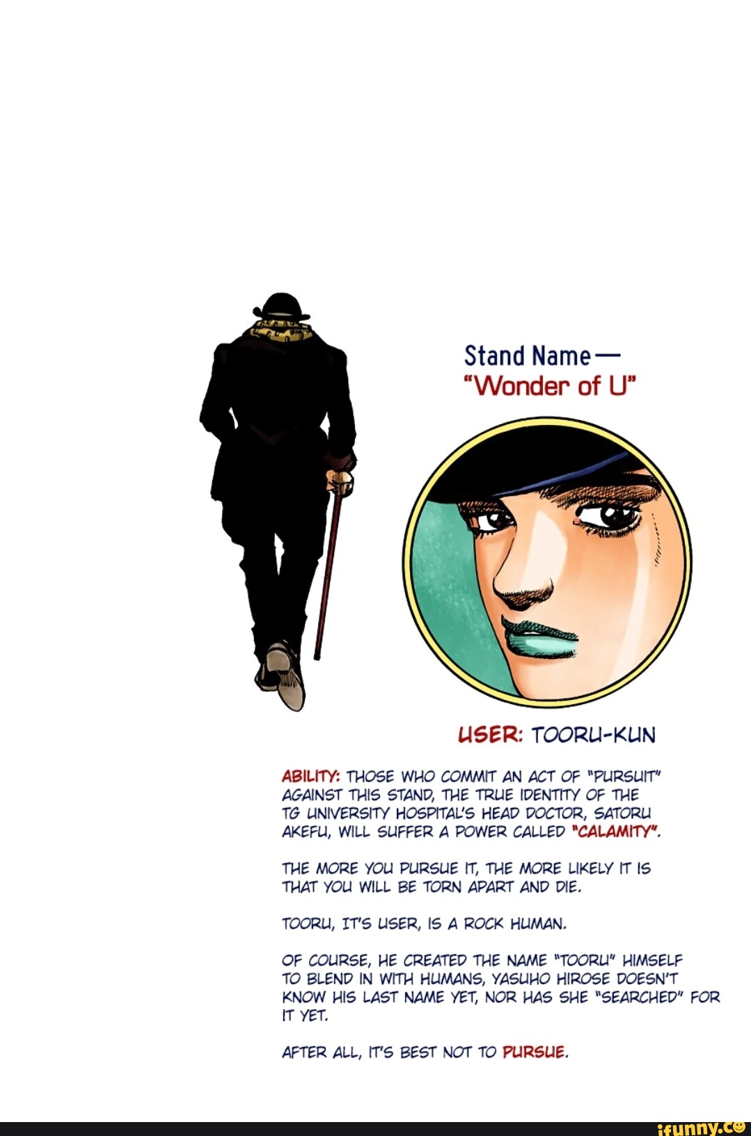 Stand Name- "Wonder of UP USER: TOORU-KUN ABILITY: THOSE WHO COMMIT AN ...