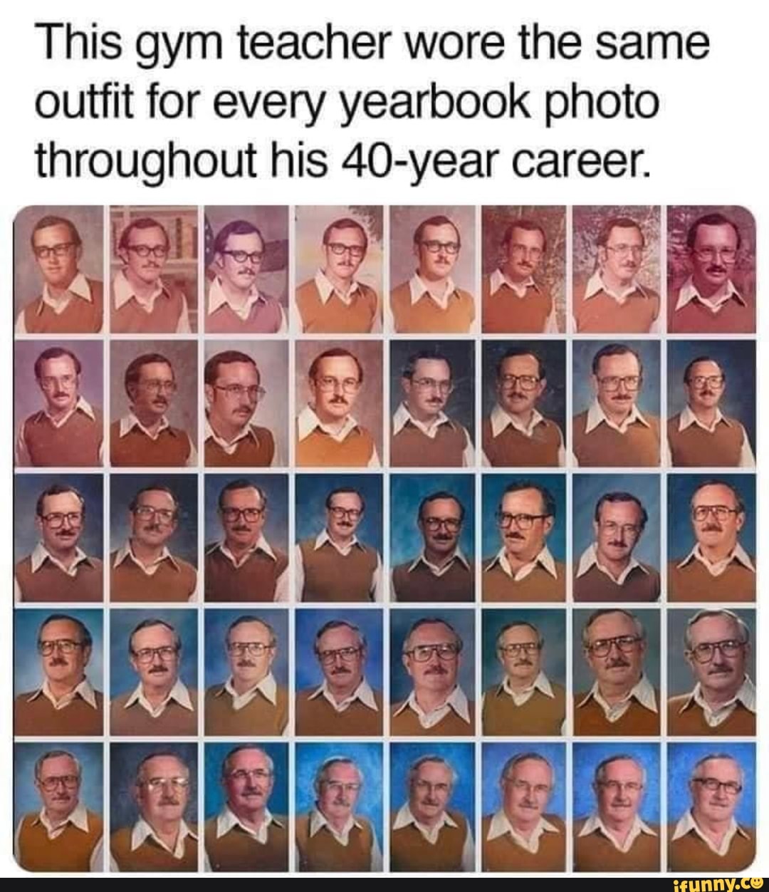 This gym teacher wore the same outfit for every yearbook photo ...