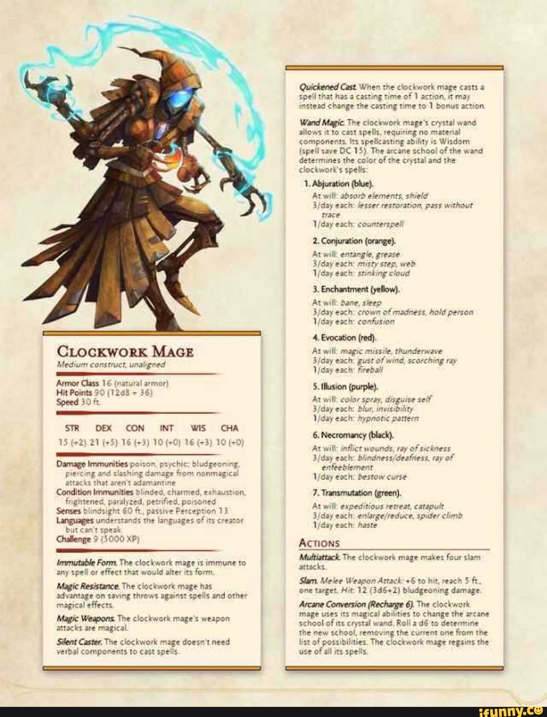 CLOCKWORK MAGE Medium construct, unsigned Armor Class 16 (eatural armor ...