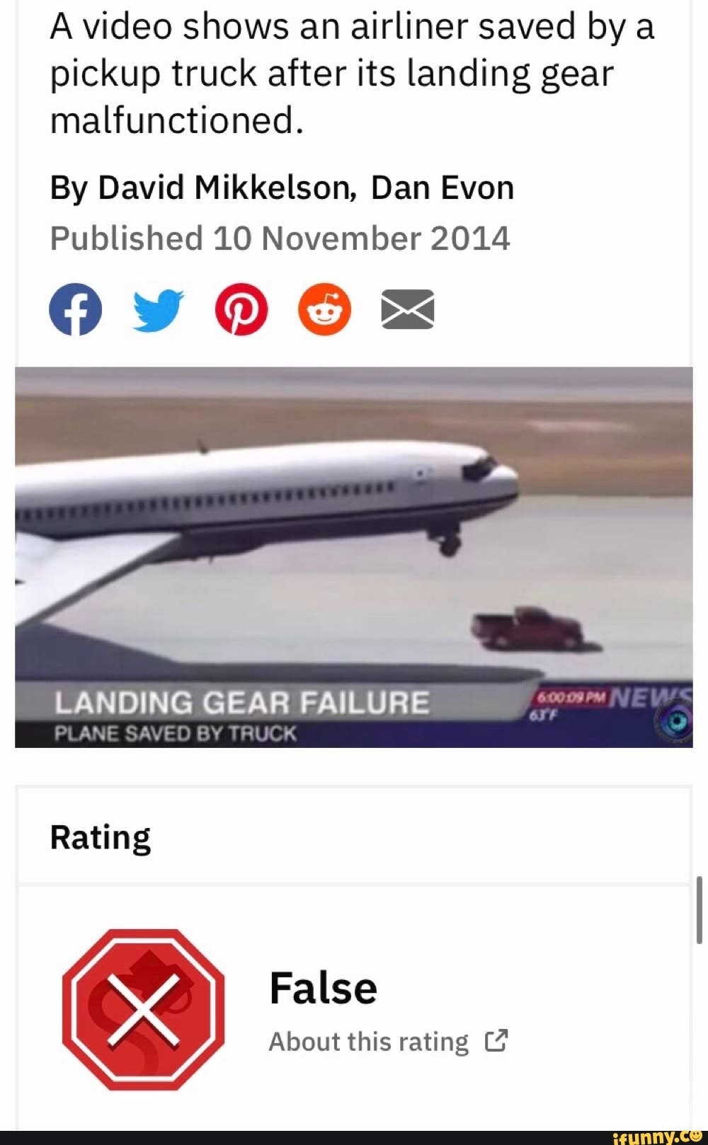 A video shows an airliner saved by a pickup truck after its landing ...