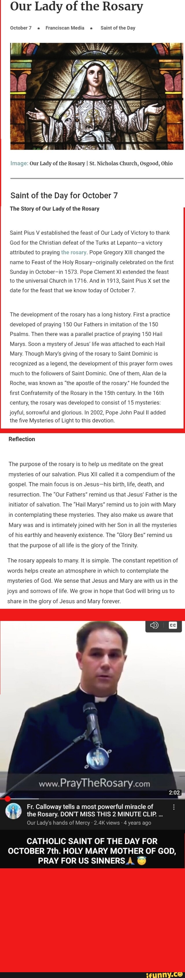 Our Lady of the Rosary October Franciscan Saint of the Day nage: Our ...