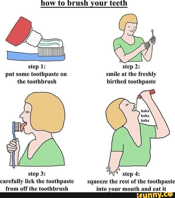 How to brush your teeth step 1: step 2: put some toothpaste on smile at ...