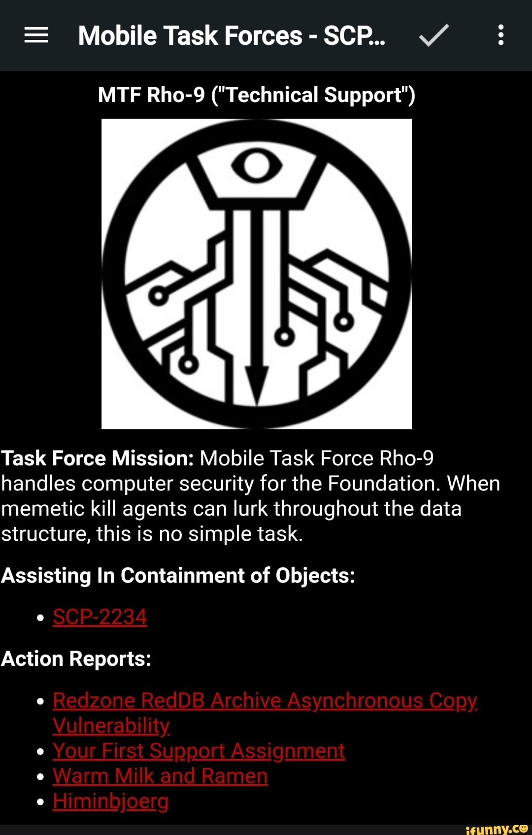 = Mobile Task Forces MTF Rho-9 ("Technical Support") Task Force Mission ...