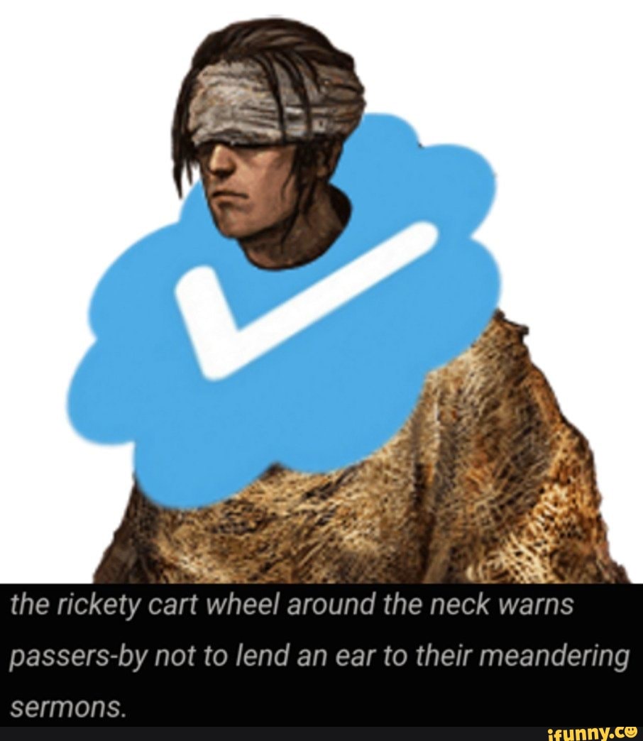 The rickety cart wheel around the neck warns passers by not to lend an ...