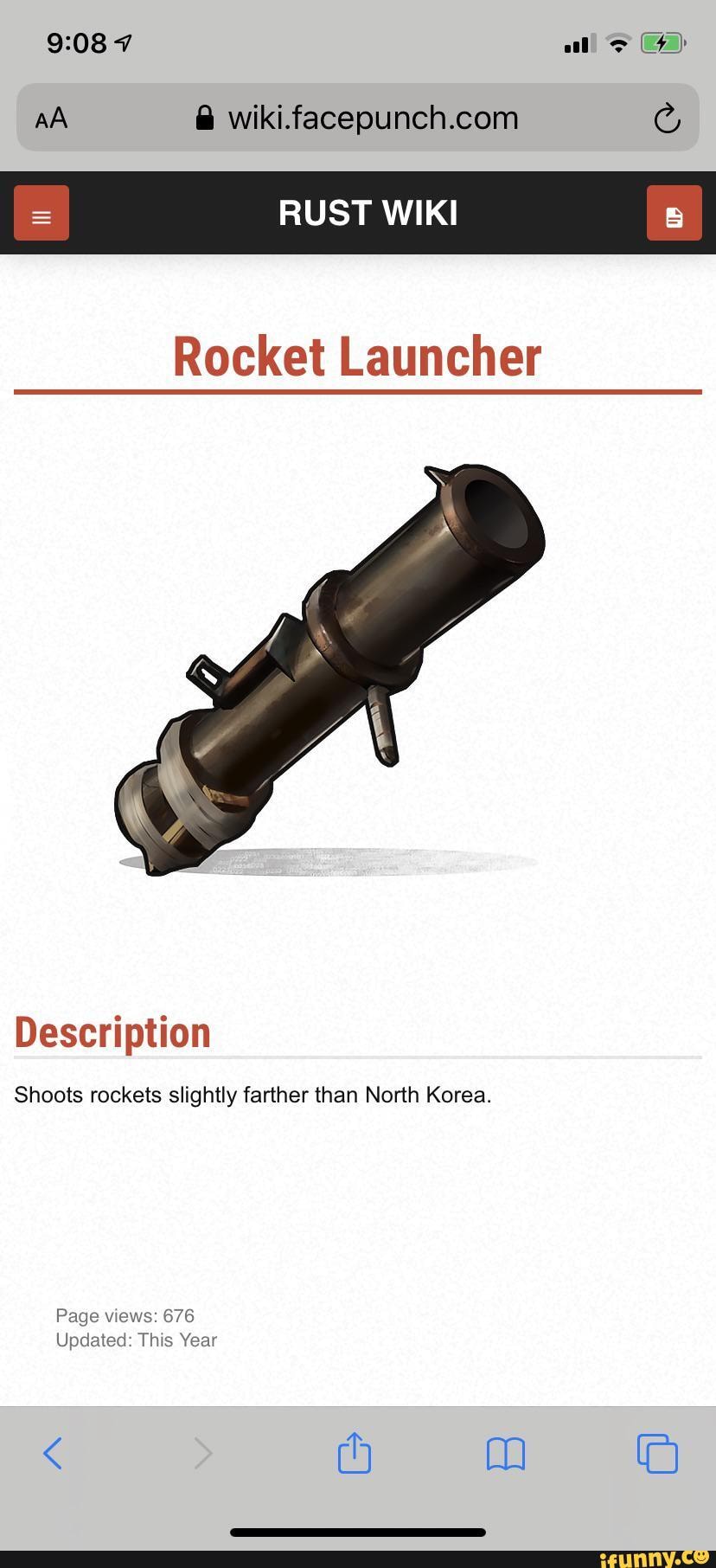 7 AA @ = RUST WIKI Rocket Launcher Description Shoots rockets slightly ...