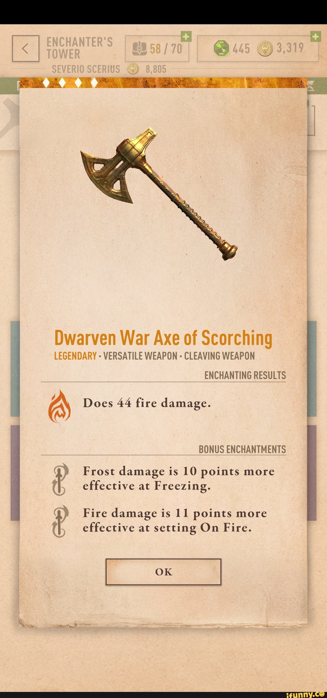 VERSATILE WEAPON CLEAVING WEAPON ENCHANTING RESULTS Does 44 fire damage ...