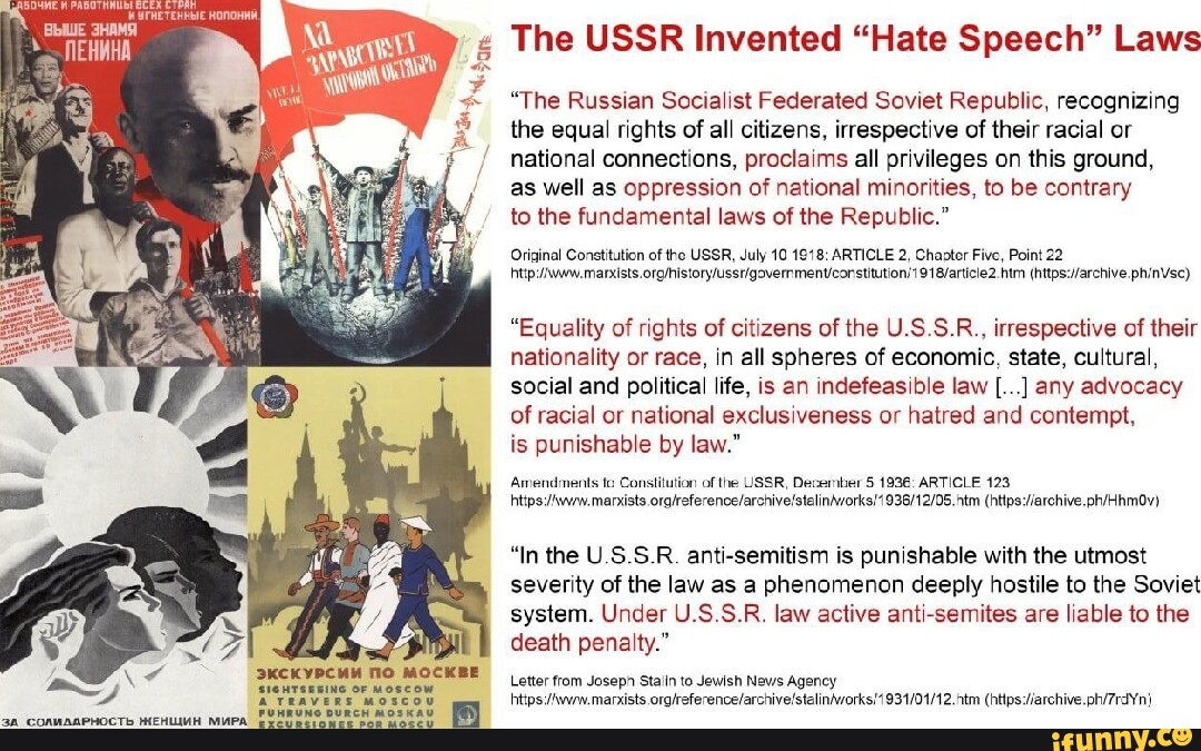 The USSR Invented "Hate Speech" Laws "The Russian Socialist Federated ...