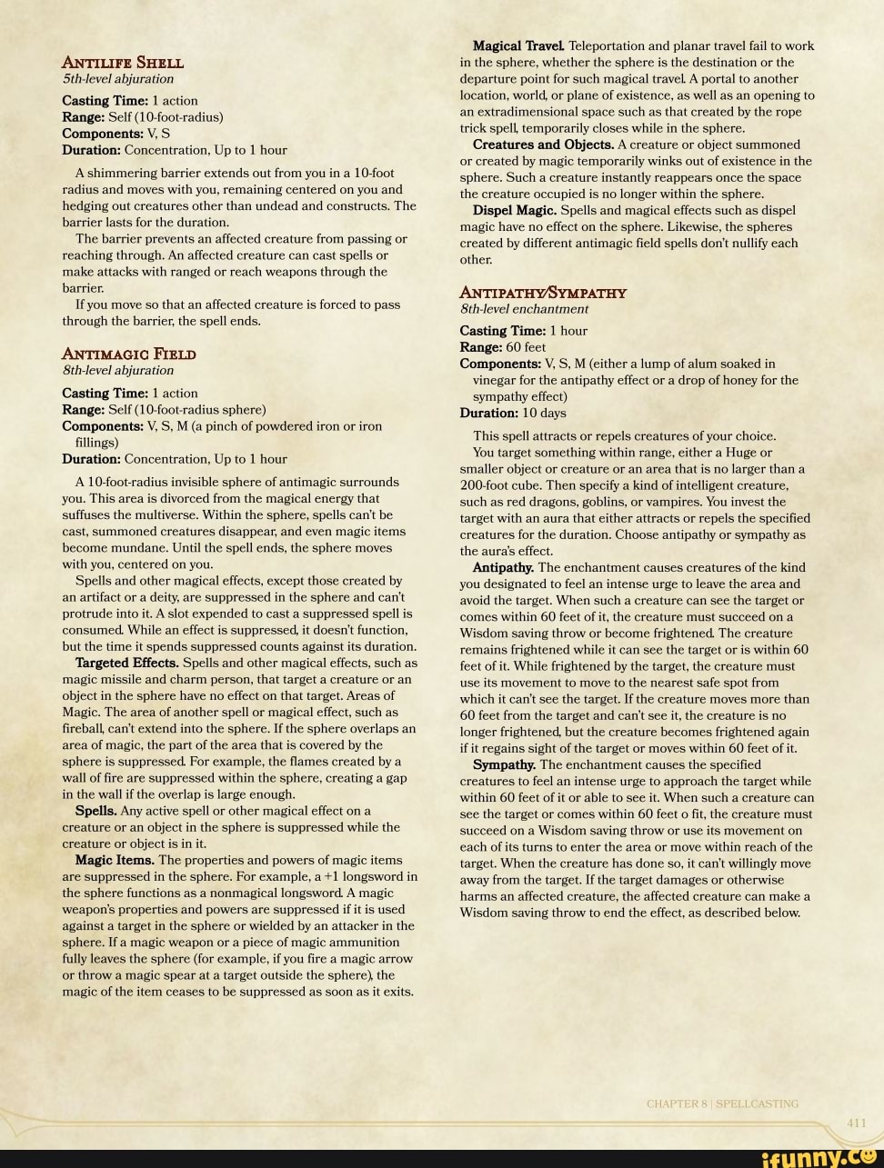 ANTILIFE SHELL 5th-level abjuration Casting Time: 1 action Range: Self ...