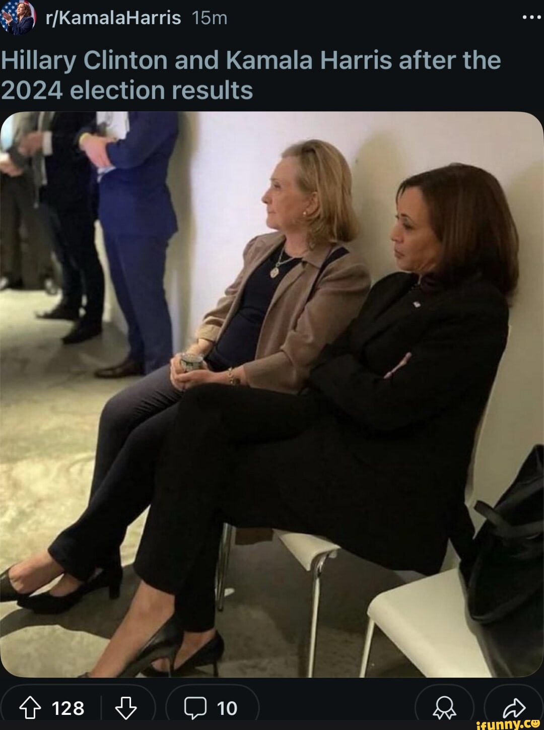 Hillary Clinton and Kamala Harris after the 2024 election results - iFunny