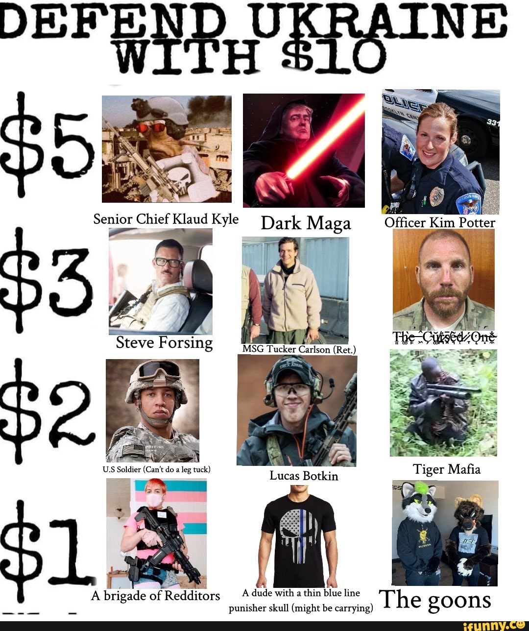 Senior Chief Klaud Kyle Park MSG Tucker Carlson (Ret.) Lucas Botkin ...