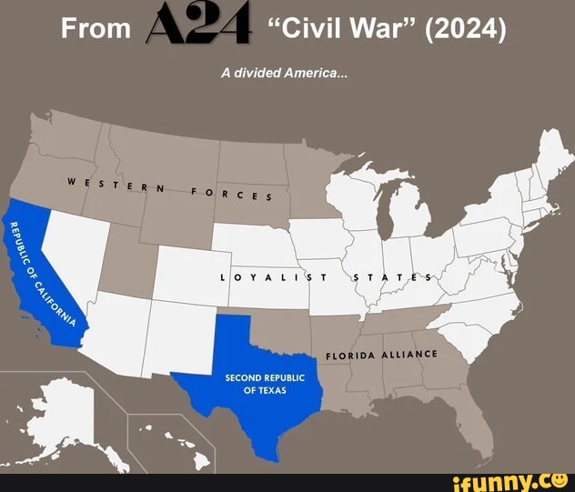 From "Civil War" (2024) A divided America... SECOND REPUBLIC (OF TEXAS ...
