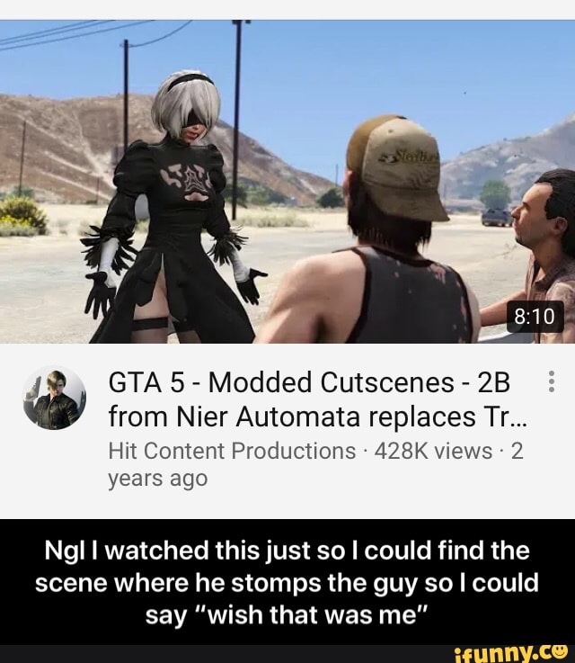 J GTA 5 Modded Cutscenes 2B from Nier Automata replaces Tr... Hit ...