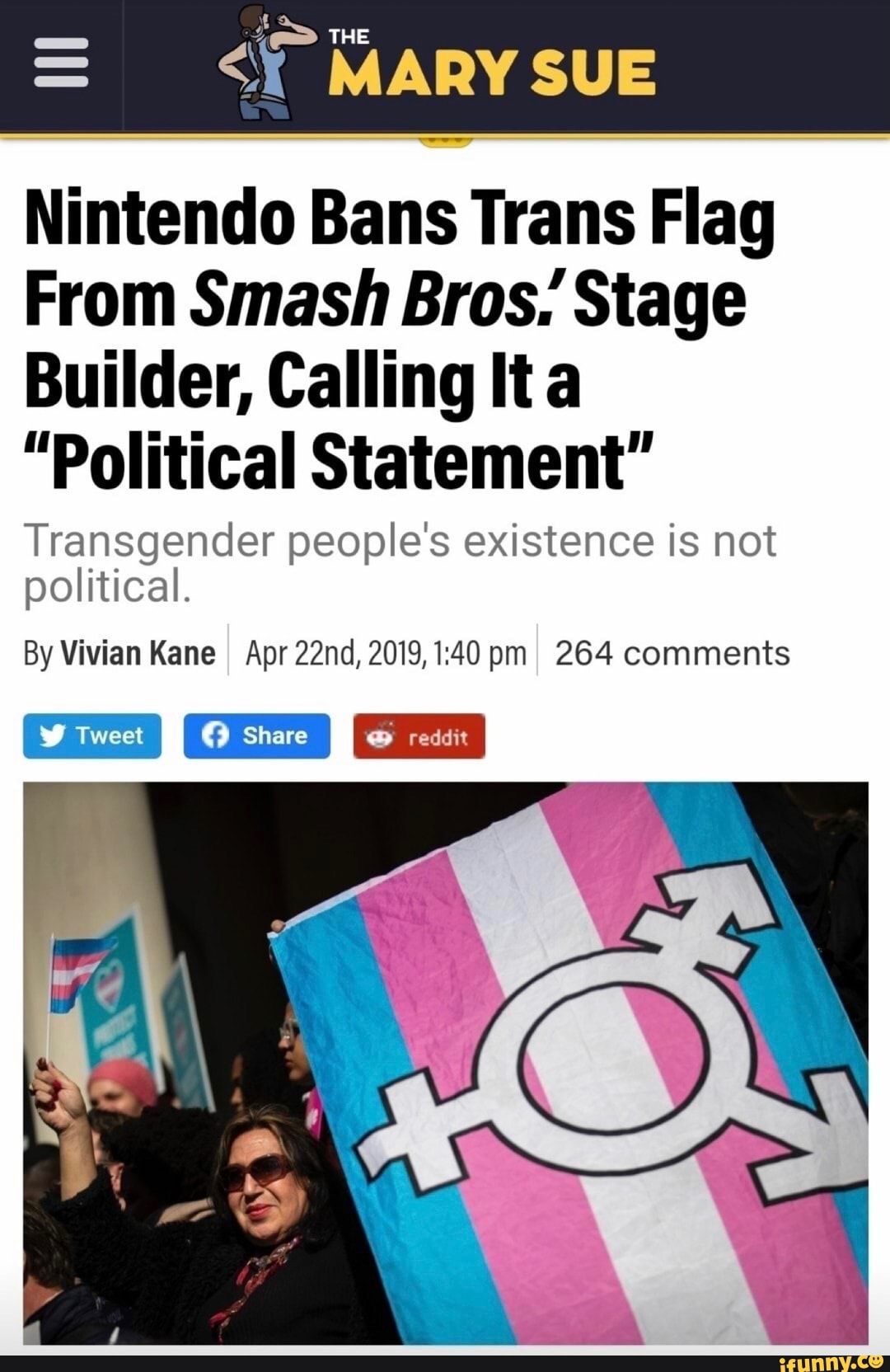 THE MARY SUE Nintendo Bans Trans Flag From Smash Bros, Stage Builder ...