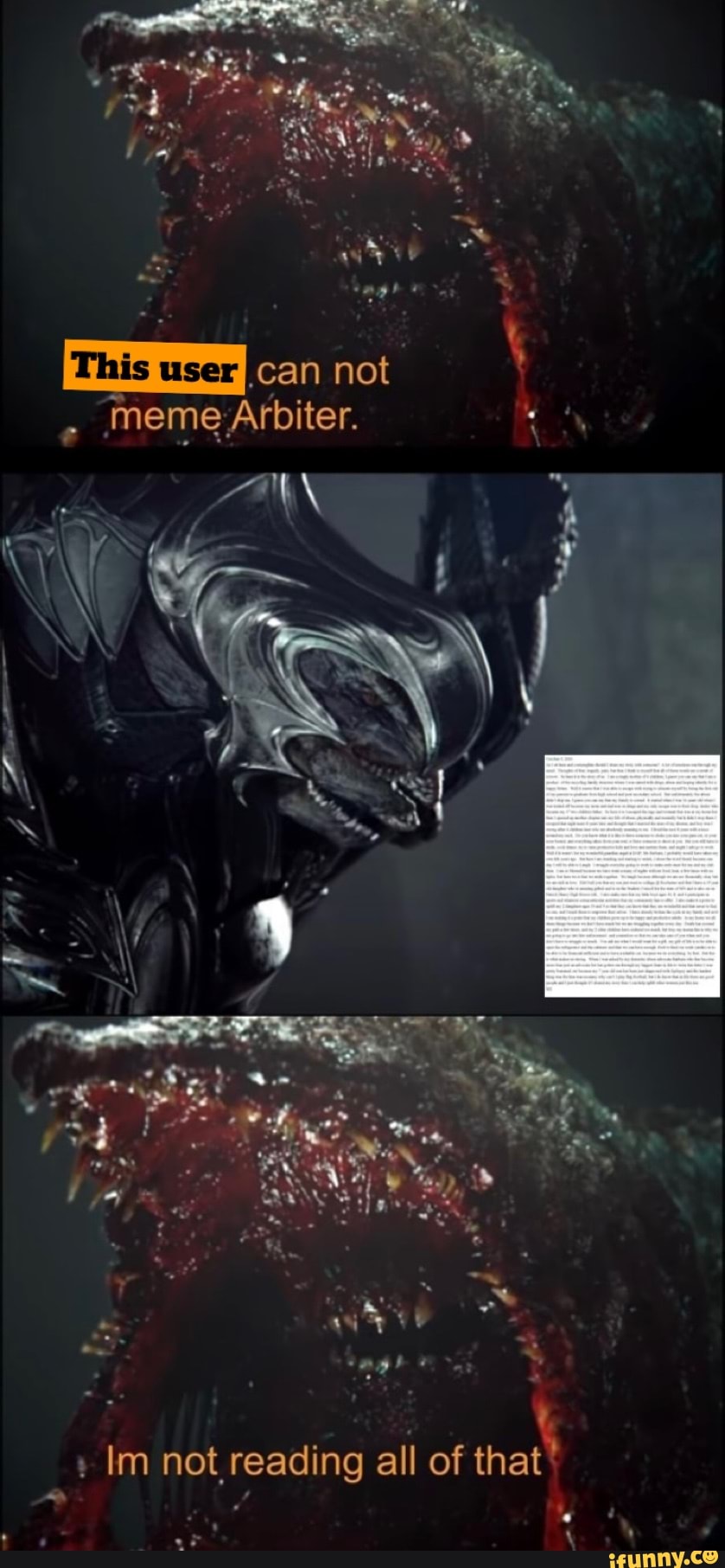 Can not meme Arbiter. Im not reading all of that' - iFunny