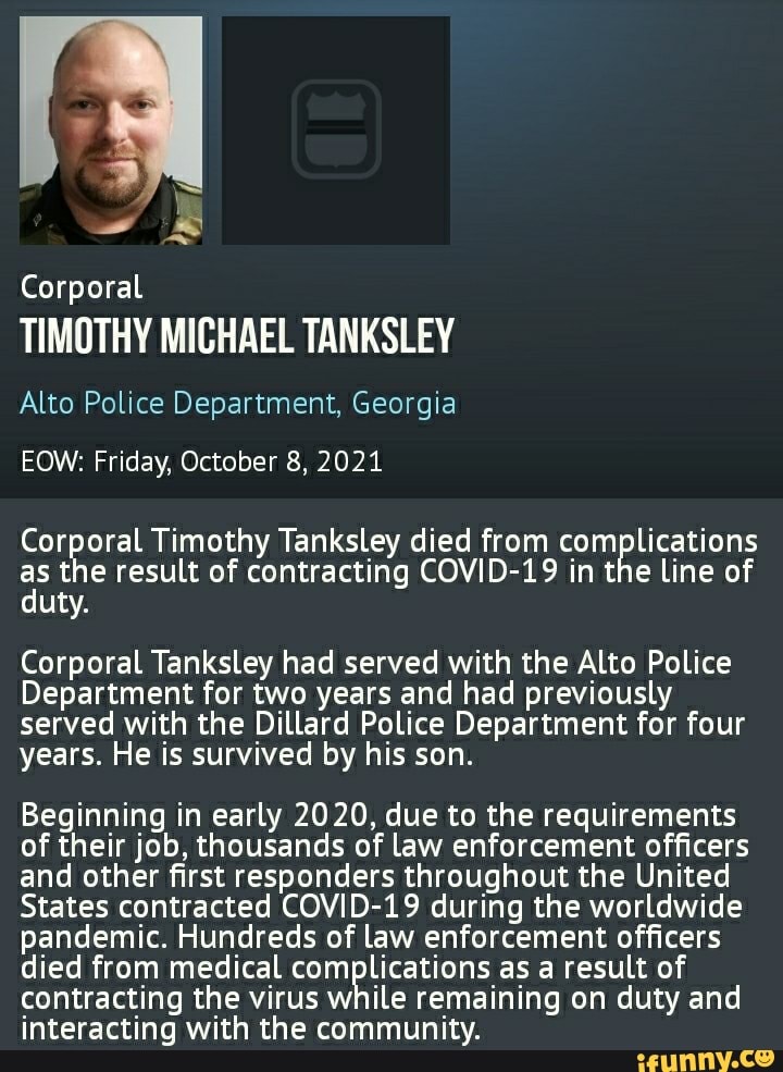 Corporal TIMOTHY MICHAEL TANKSLEY Alto Police Department, Georgia EOW ...