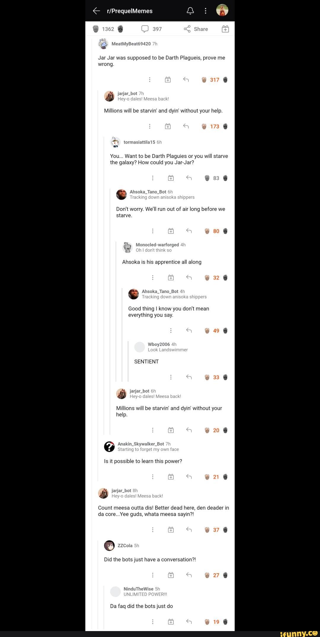 RfPrequelMemes Jar Jar was supposed to be Darth Plagueis, prove me ...