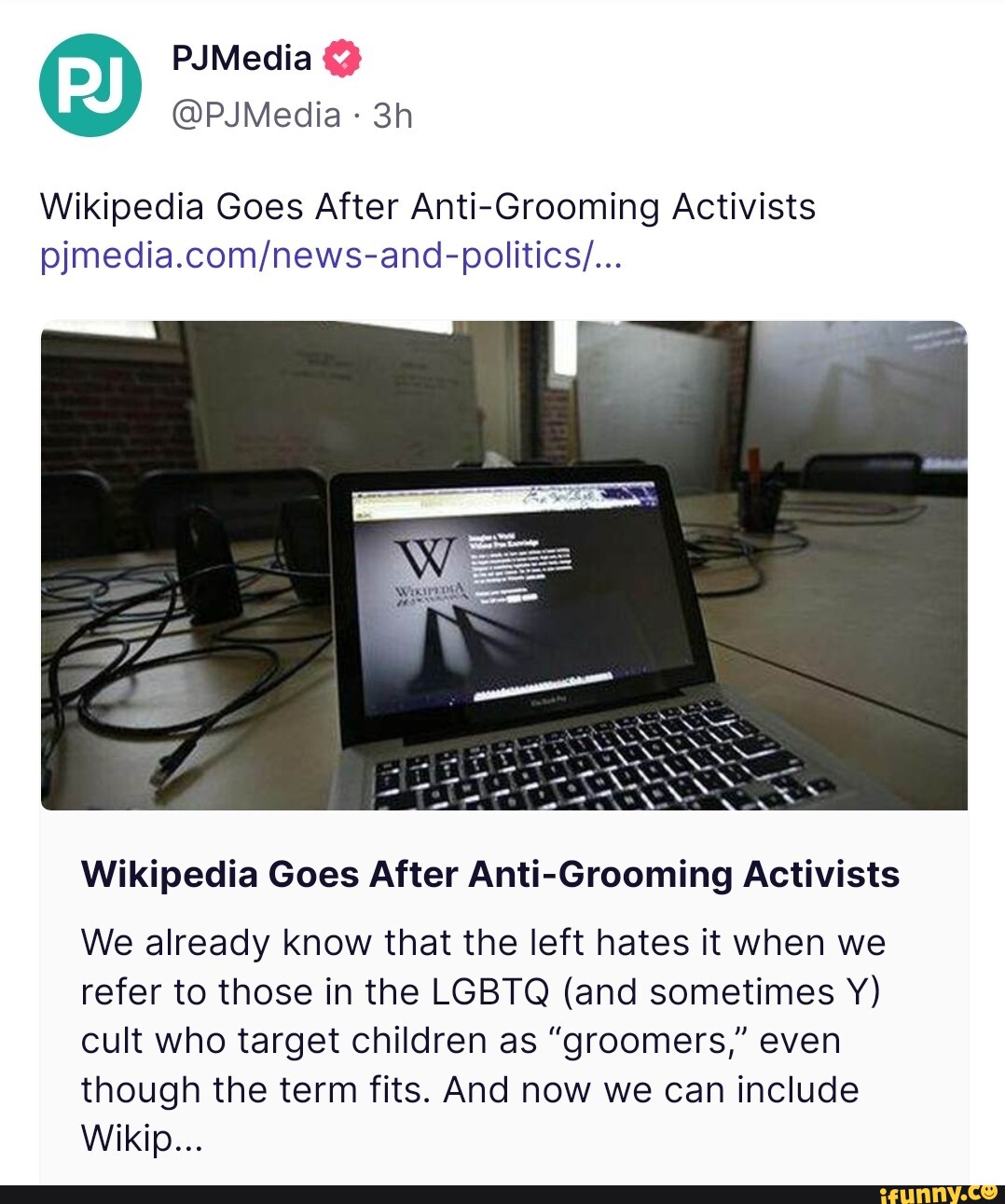 PJMedia @PJMedia Wikipedia Goes After Anti-Grooming Activists Wikipedia ...