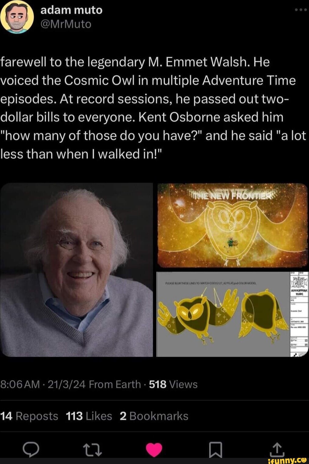 Adam muto @MrMuto farewell to the legendary M. Emmet Walsh. He voiced ...