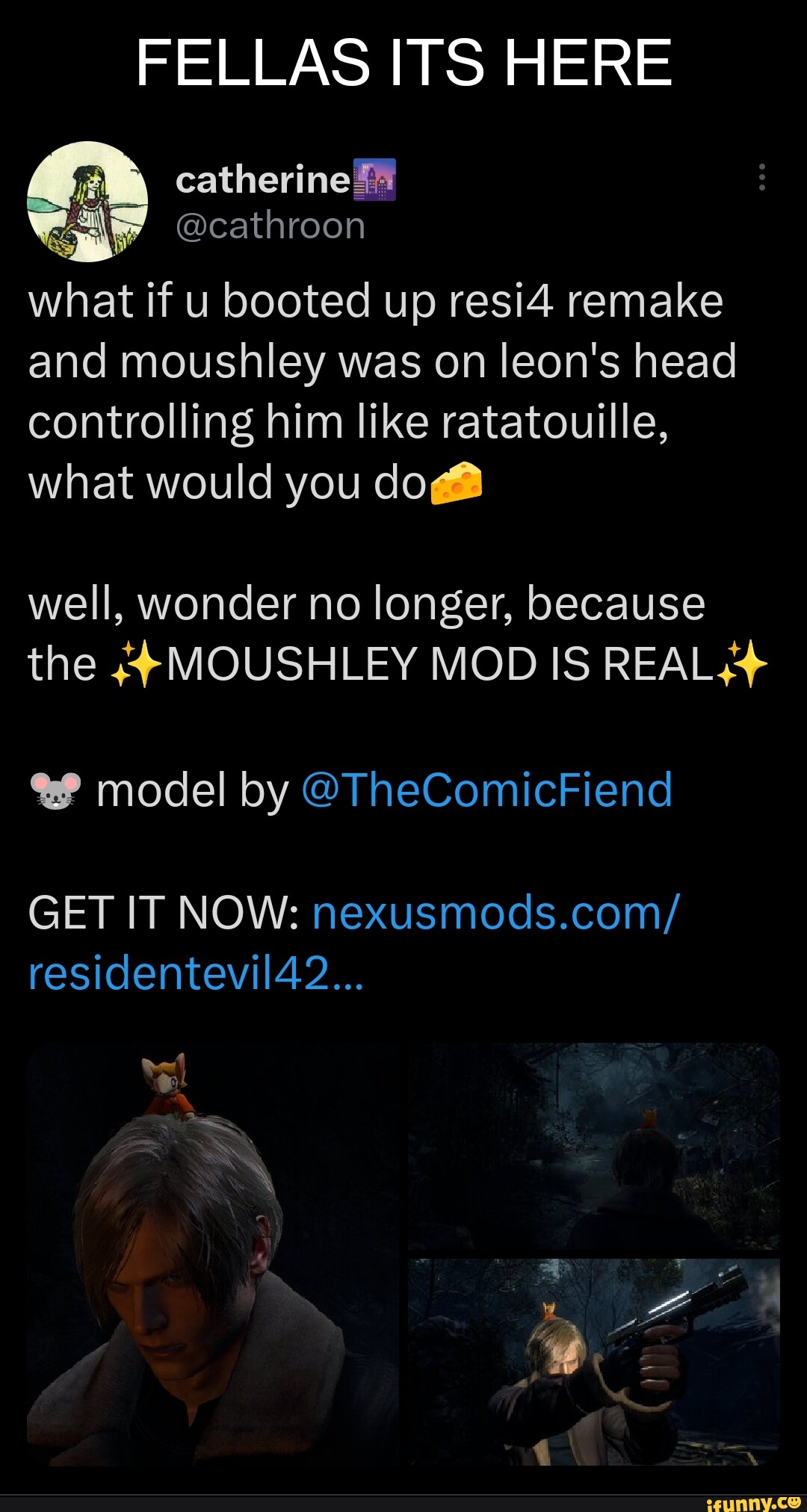 FELLAS ITS HERE catherine @cathroon what if u booted up resi4 remake ...