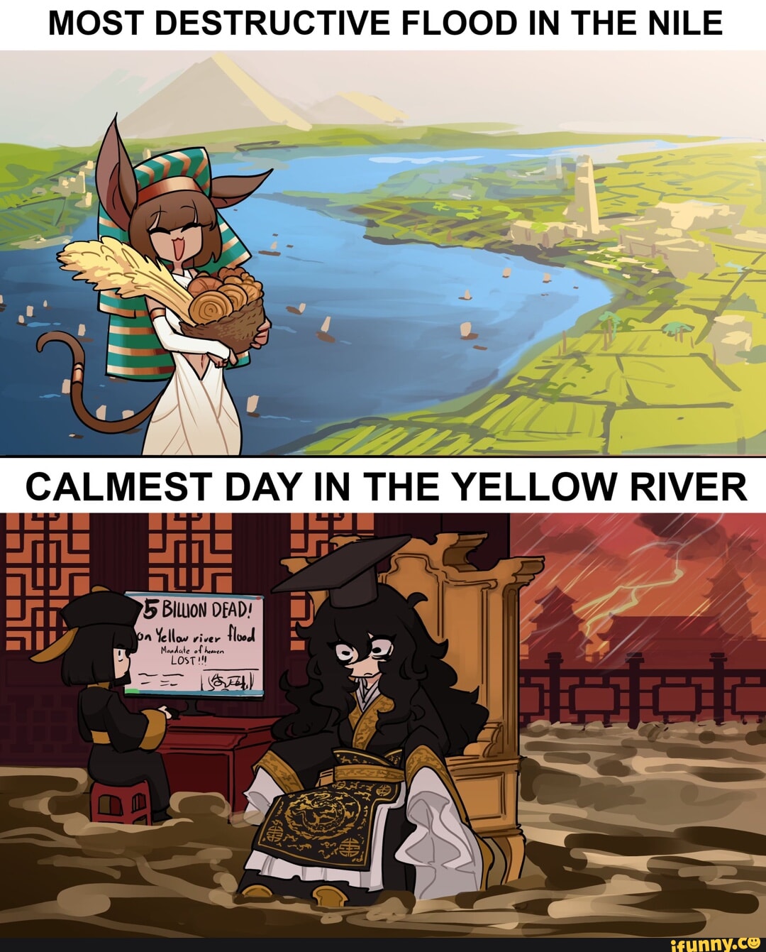 MOST DESTRUCTIVE FLOOD IN THE NILE CALMEST DAY IN THE YELLOW RIVER - iFunny