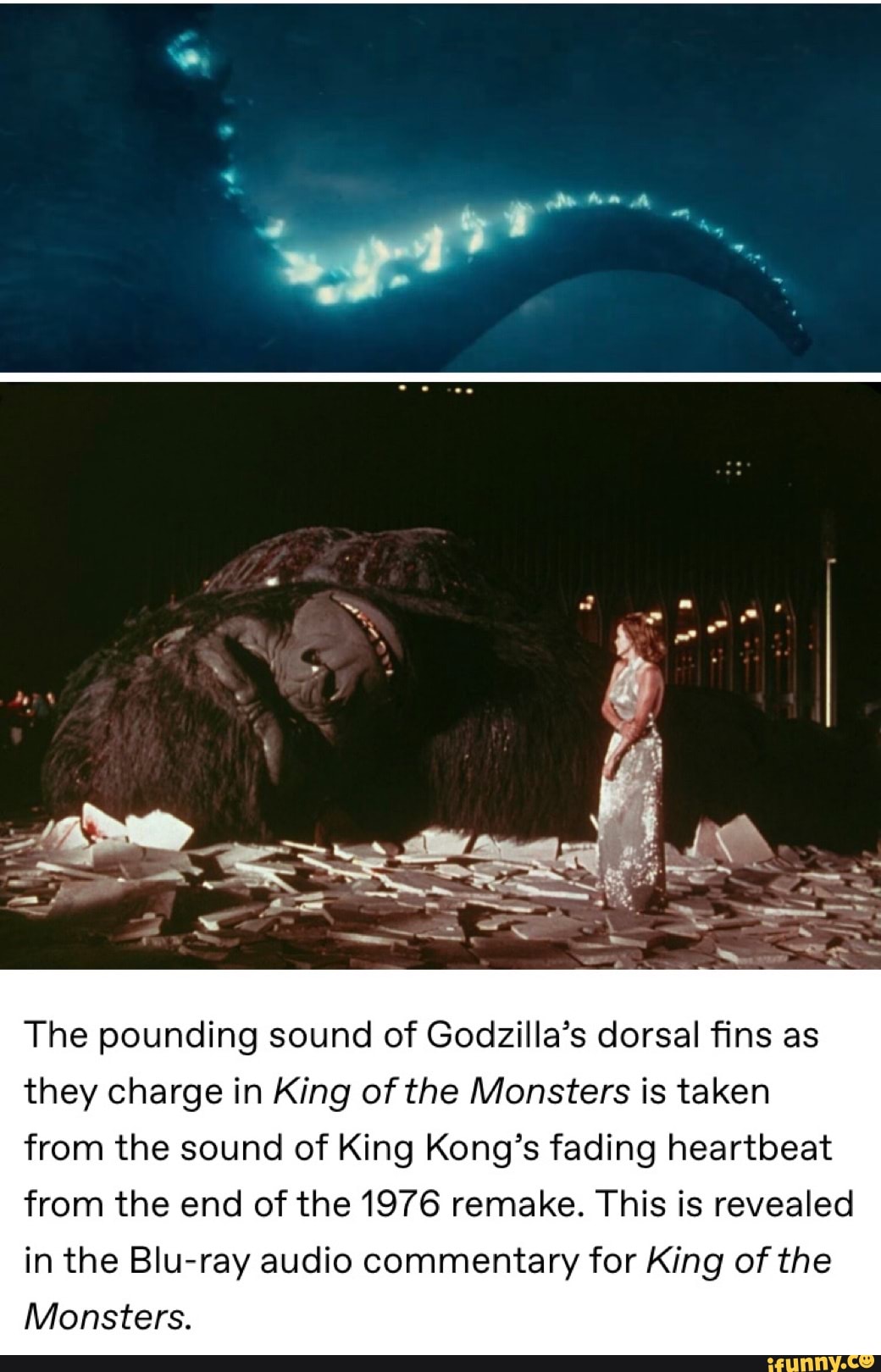 The pounding sound of Godzilla's dorsal fins as they charge in King of ...