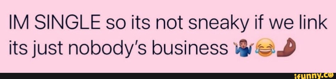 IM SINGLE so its not sneaky if we link its just nobody's business - iFunny